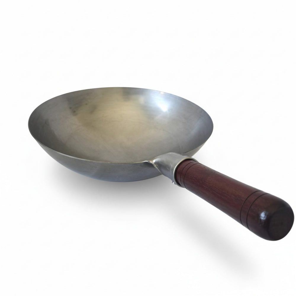 Hand-Forged Round Bottom Carbon Steel Wok with Wooden Handle | LPG ...